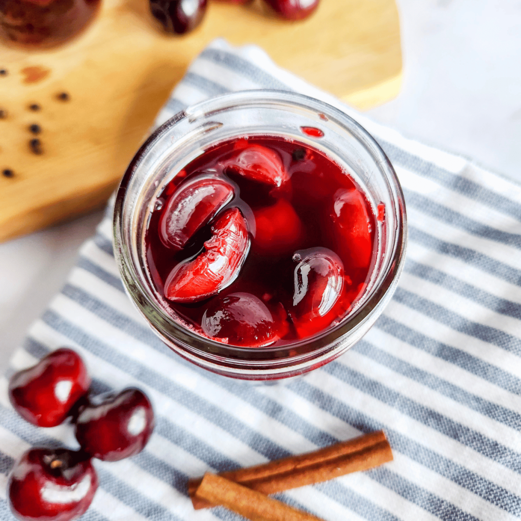 Sweet & Salty Spiced Pickled Cherries {for Canning}