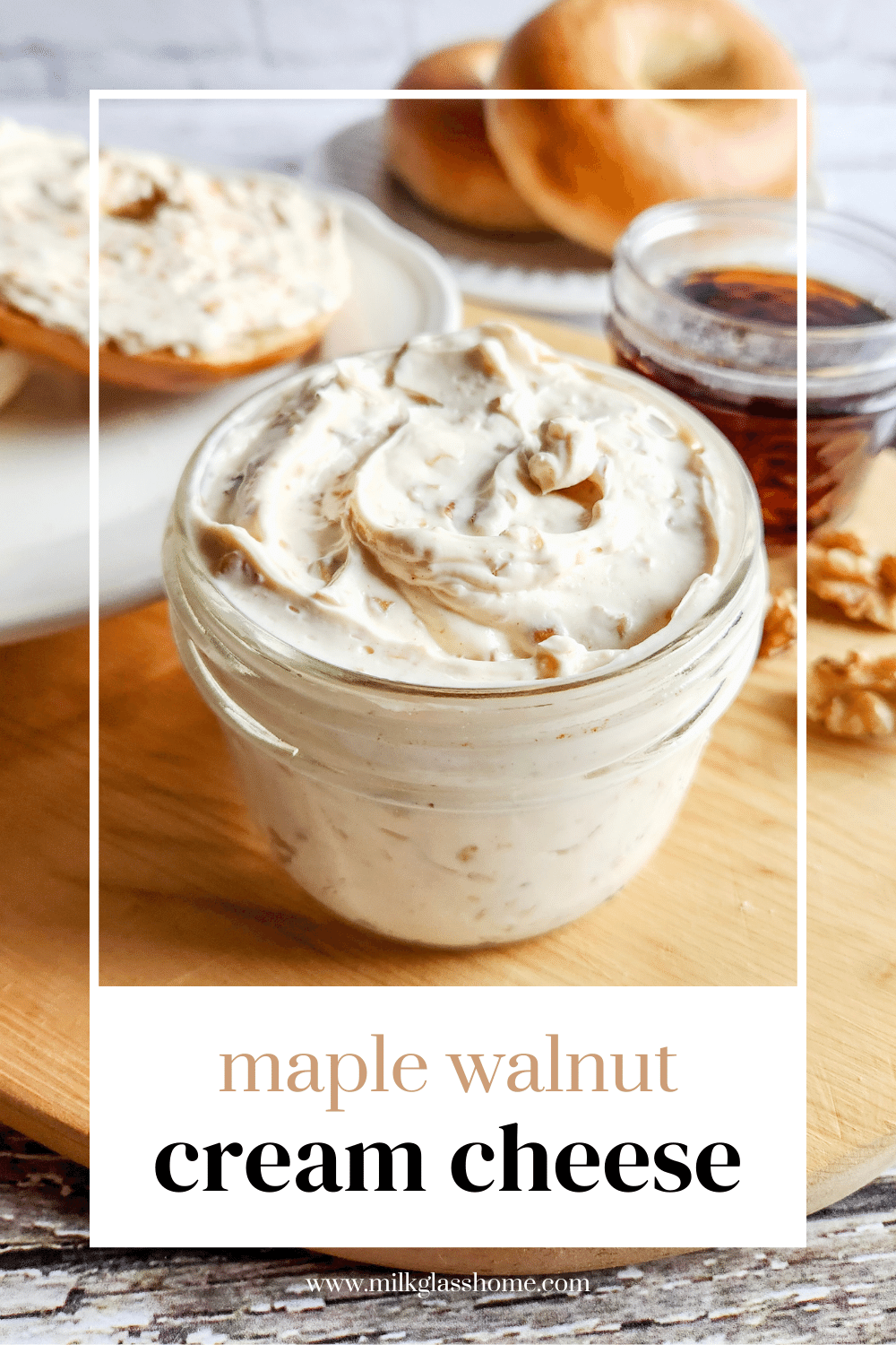 Whipped Maple Cream Cheese Spread with Walnuts - Milk Glass Home