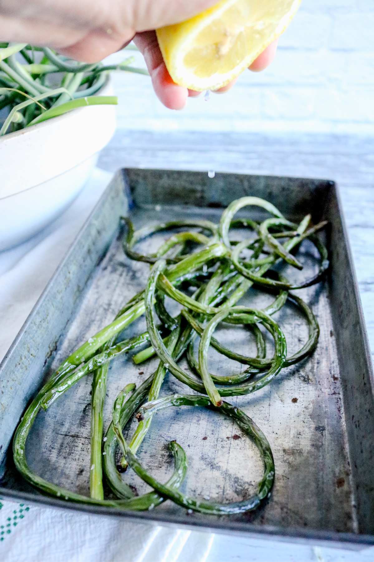 Easy Roasted Garlic Scapes {Air Fryer or Oven}