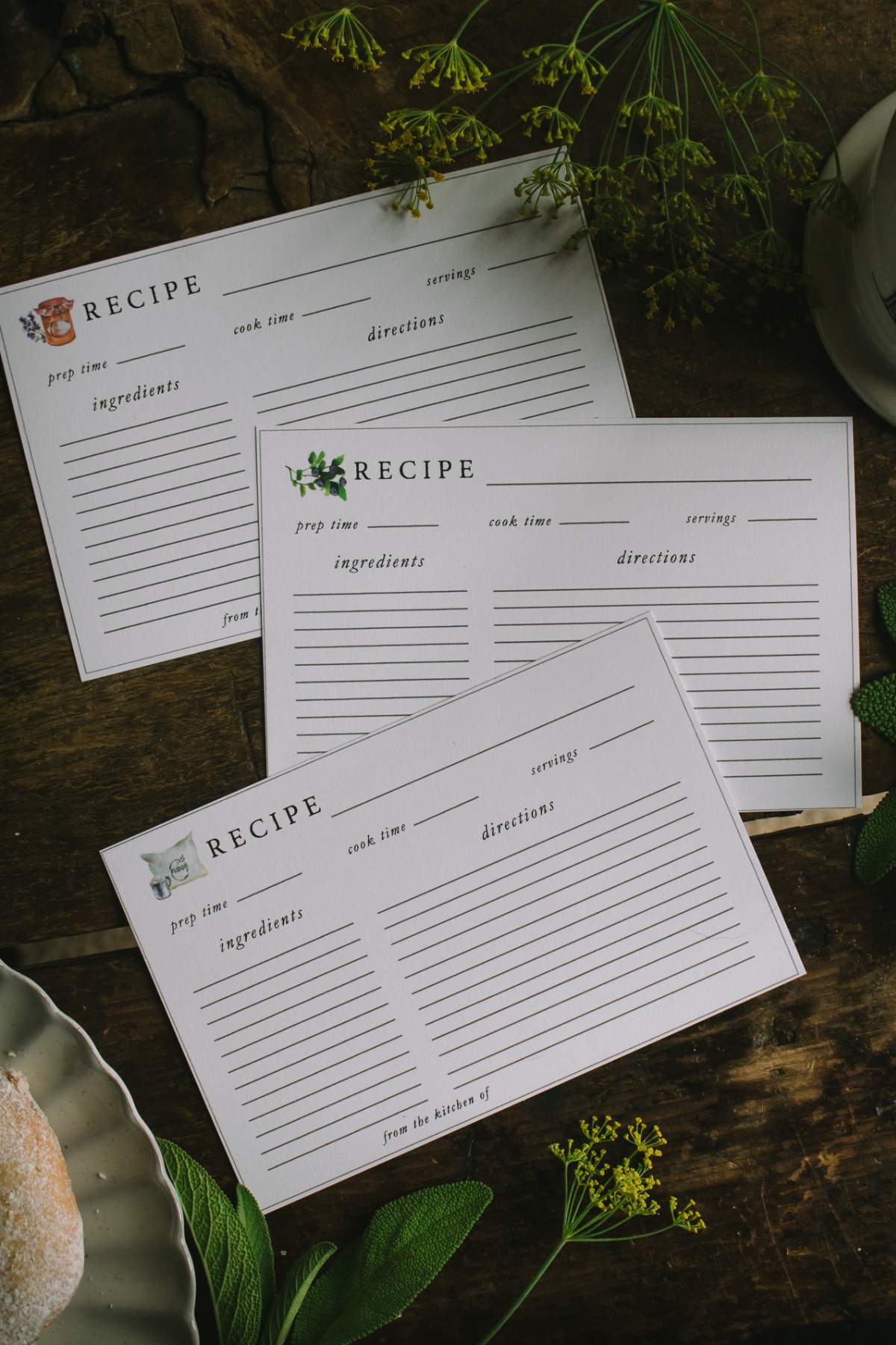Free Printable Recipe Card Template {6 Vintage Designs}