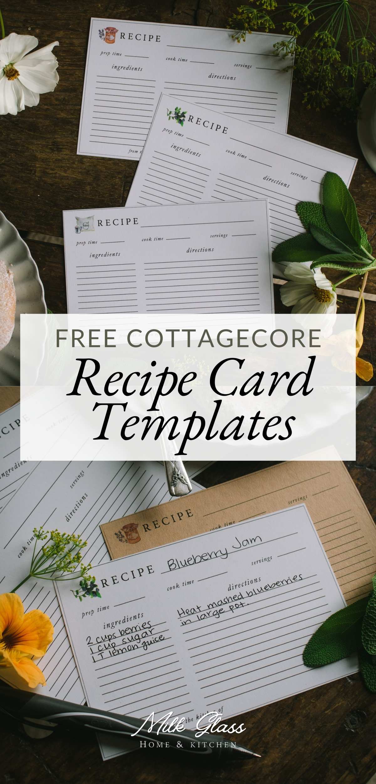 Free Printable Recipe Card Template {6 Vintage Designs}