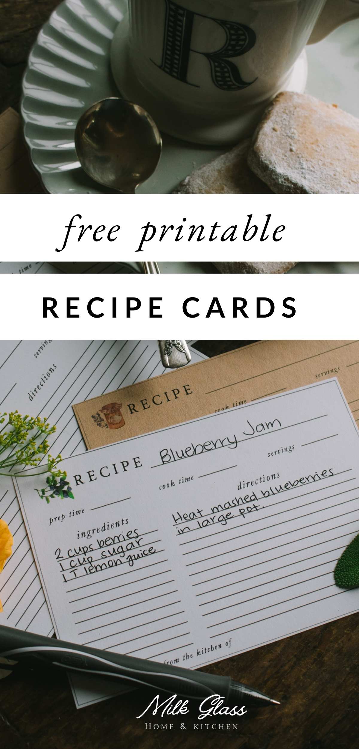 Free Printable Recipe Card Template {6 Vintage Designs}