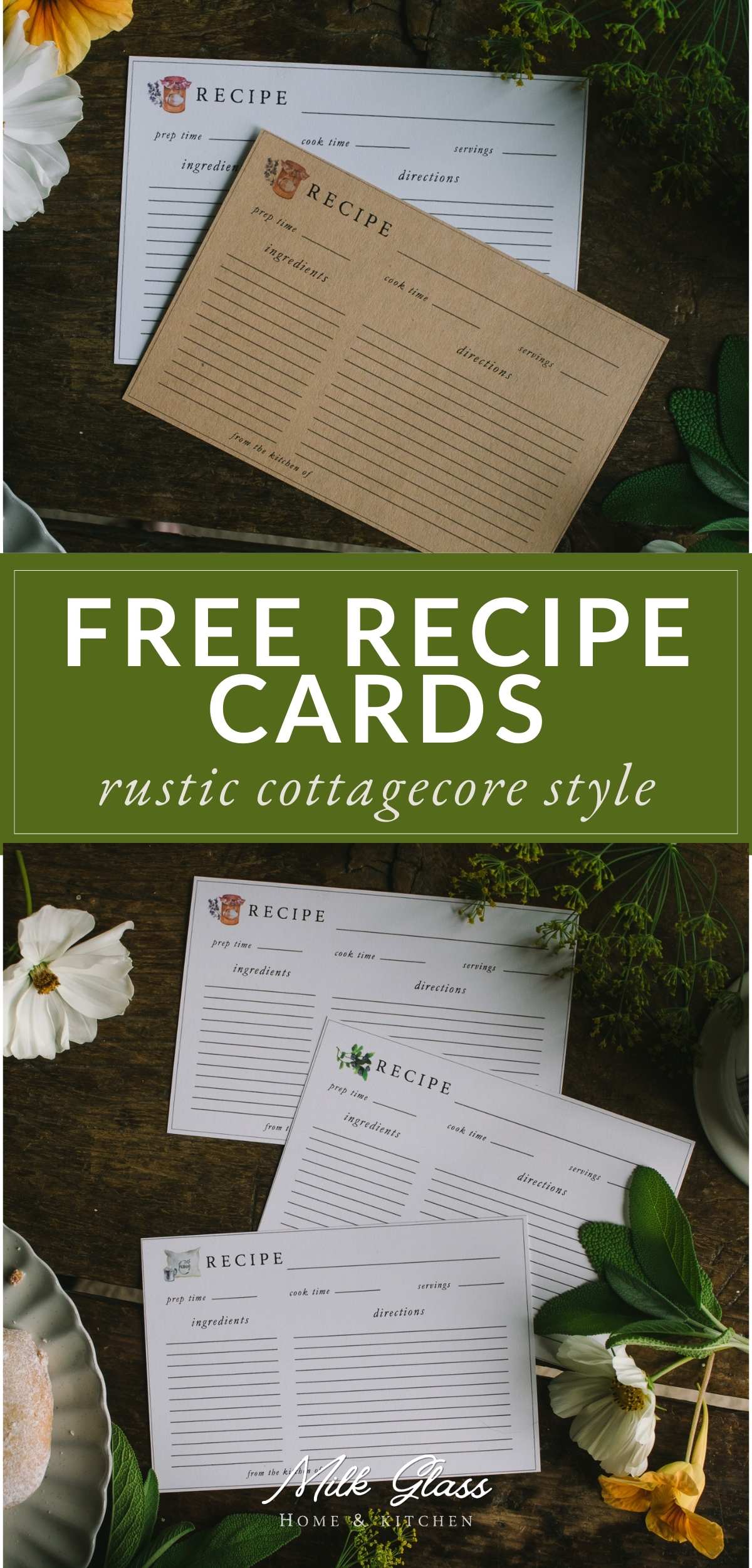 Free Printable Recipe Card Template {6 Vintage Designs}