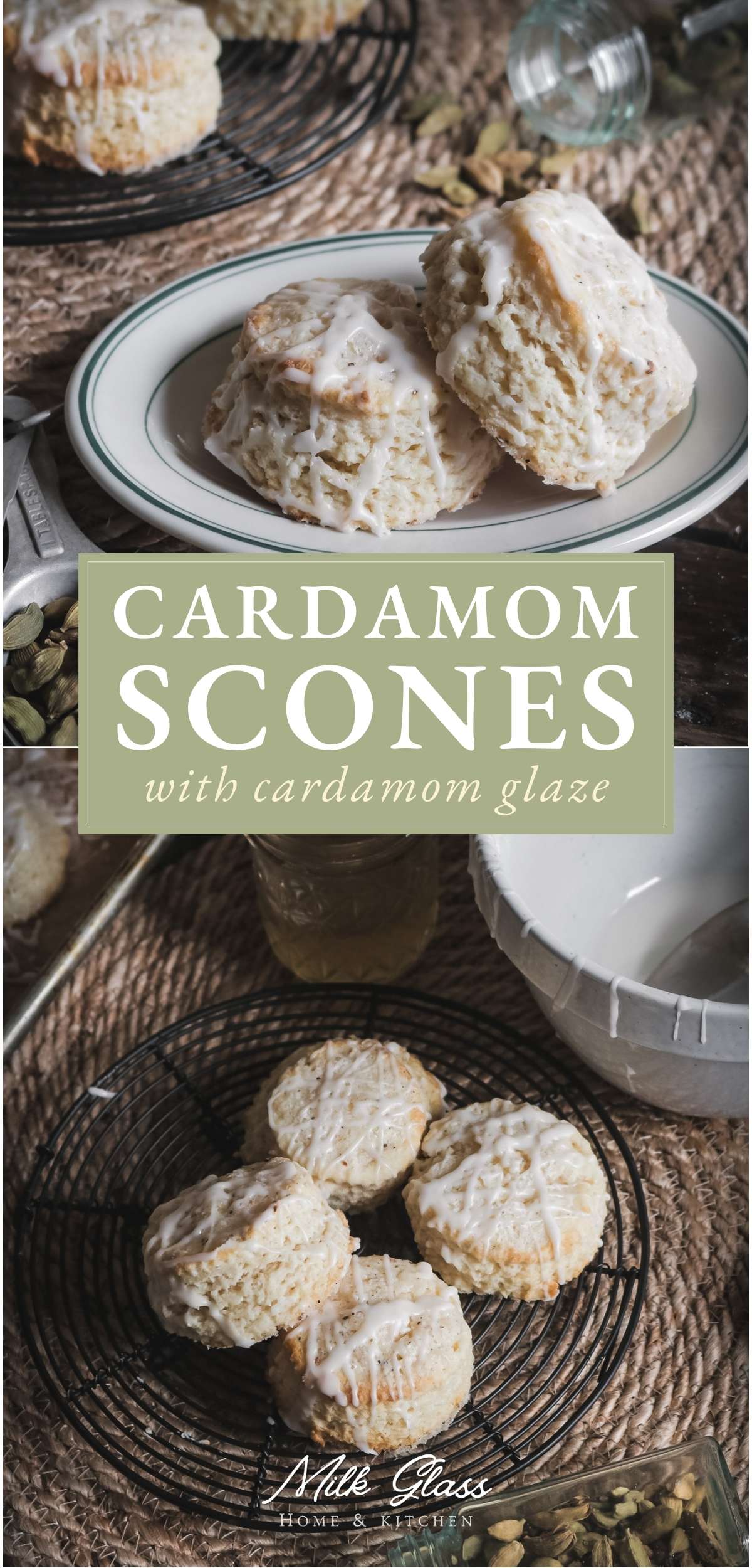 Homemade Cardamom Scones with Easy Cardamom Glaze