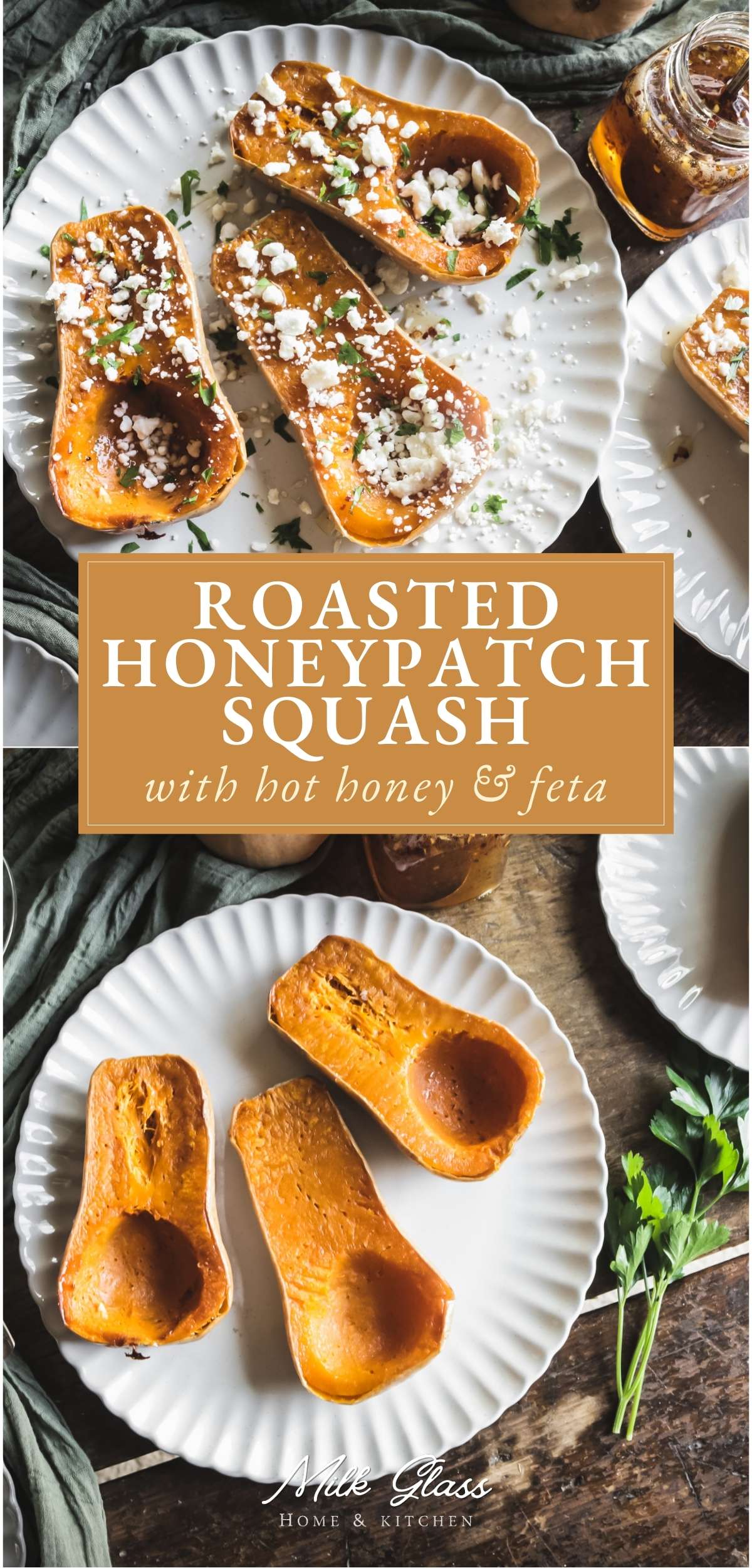 Roasted Honeypatch Squash with Hot Honey & Feta Cheese