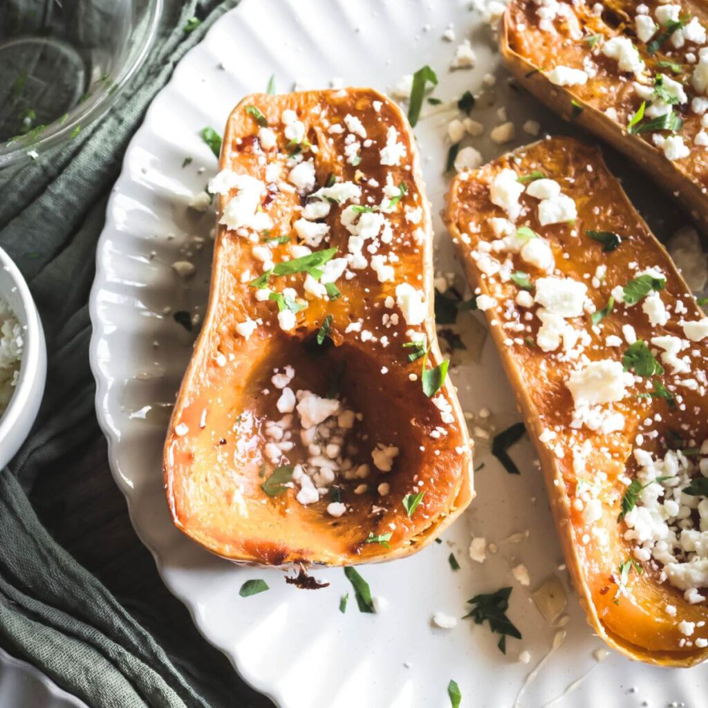 Roasted Honeypatch Squash with Hot Honey & Feta Cheese