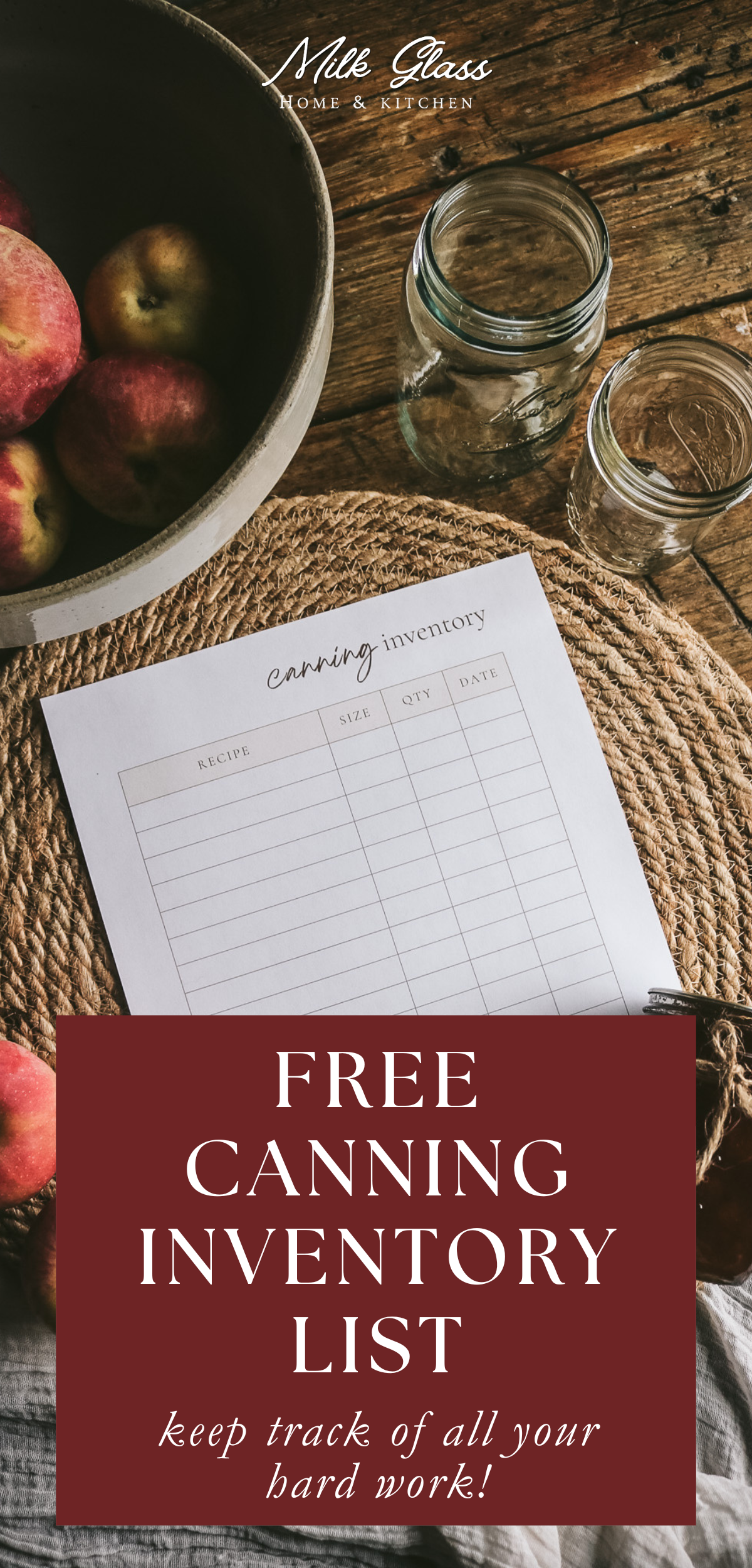 Free Printable Canning Inventory Chart for Home Canners