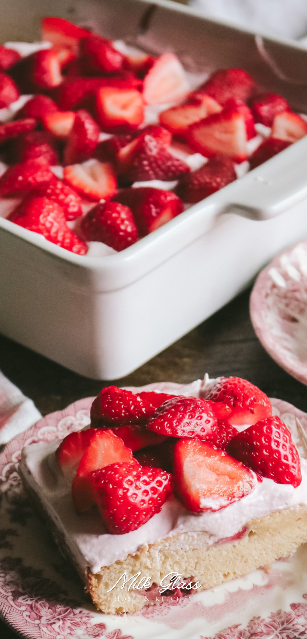 Fresh Strawberry Snack Cake with Strawberry Whipped Cream