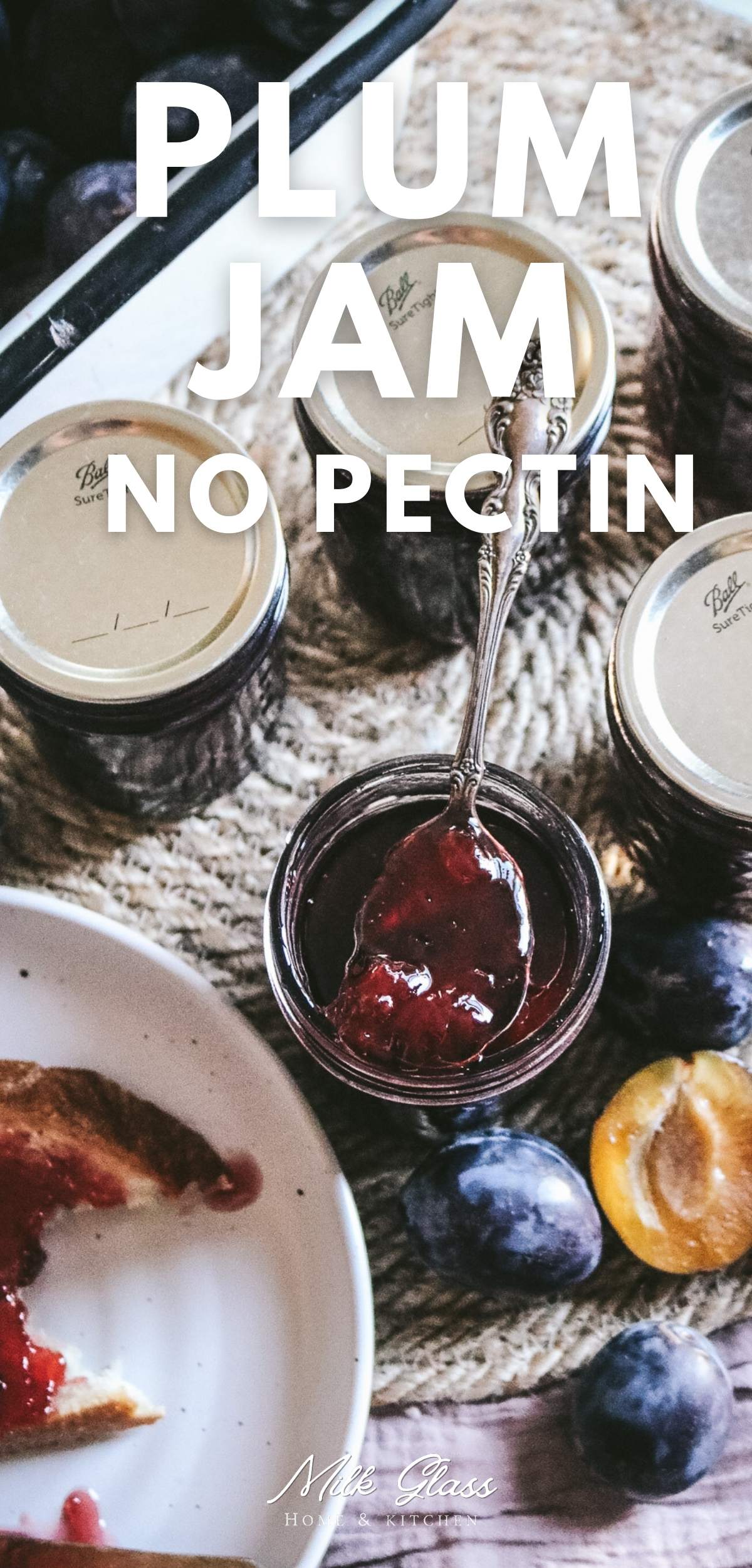 Easy Plum Jam Recipe without Pectin {Water Bath Canning}